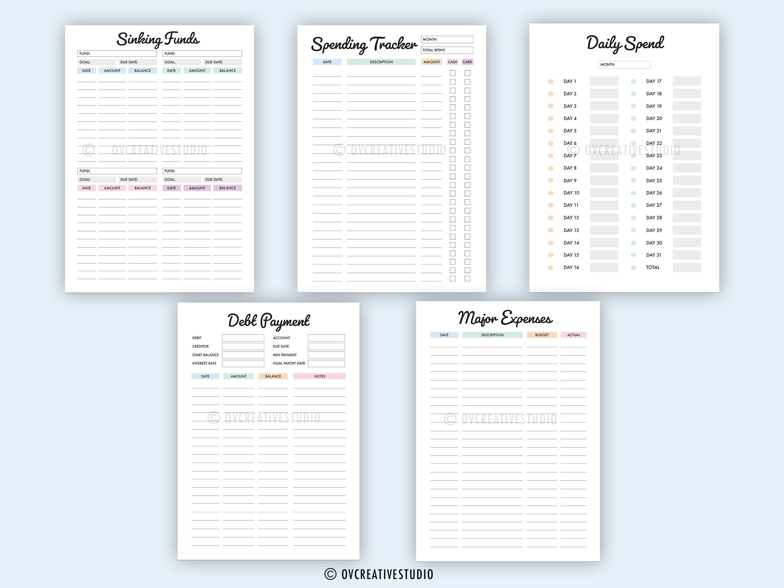 Editable Budget Tracker Set Printable Income Expense - Etsy