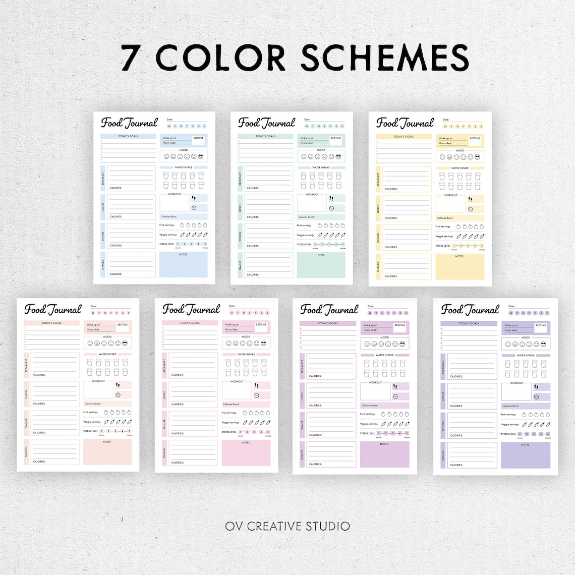 Editable Food Journal | Printable, Digital | Food Diary, Daily Food ...