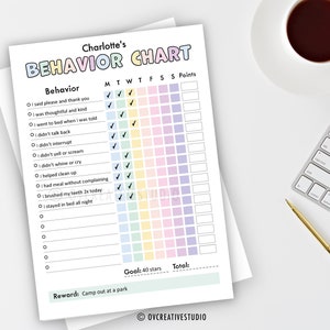 Behavior Reward Chart for Kids | Printable, Editable, Digital PDF ...