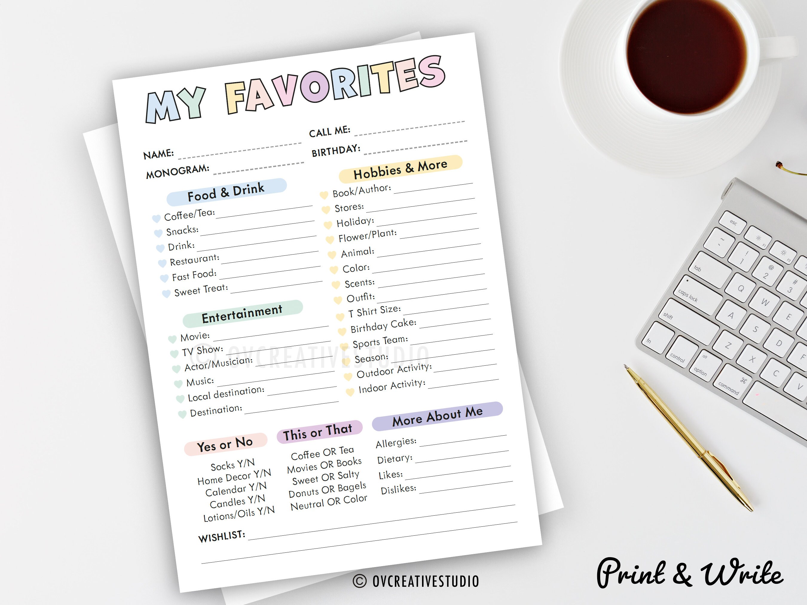 All About Me | Printable, Digital | Get to Know Me, Employee ...