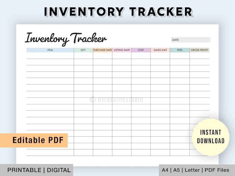 Editable Inventory Tracker Small Business Inventory - Etsy