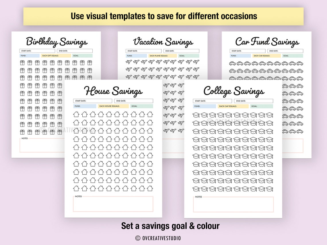Savings Challenge Tracker Bundle Savings Tracker Printable | Etsy