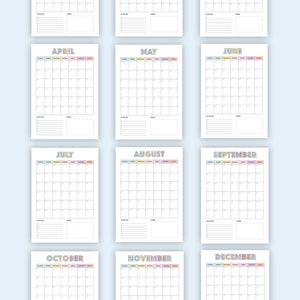 Editable Undated Monthly Calendar Vertical Printable - Etsy