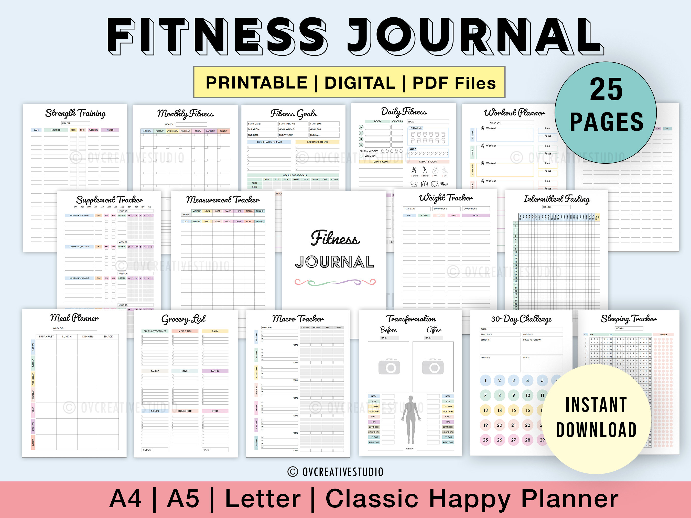 Printable Fitness Journal Printable Workout Tracker - Etsy UK