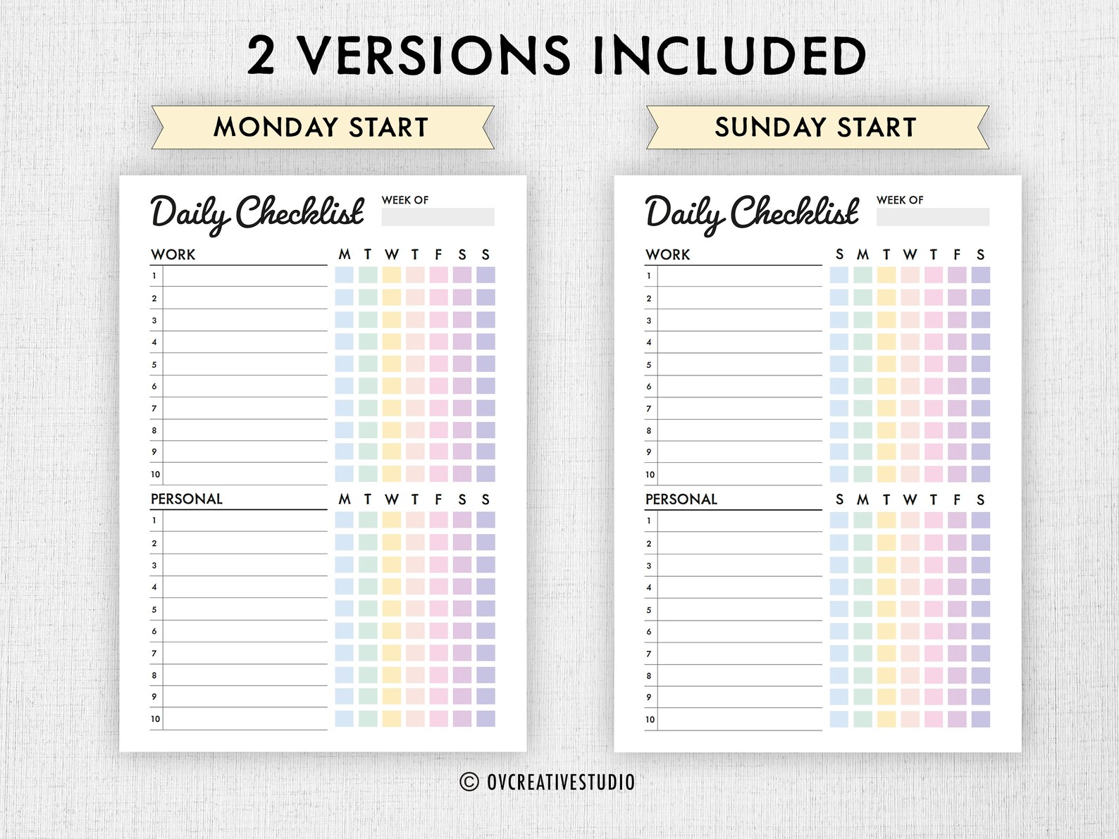 Editable Daily Checklist | Printable Weekly to Do List | Daily ...