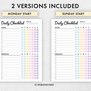 Editable Daily Checklist | Printable Weekly to Do List | Daily ...