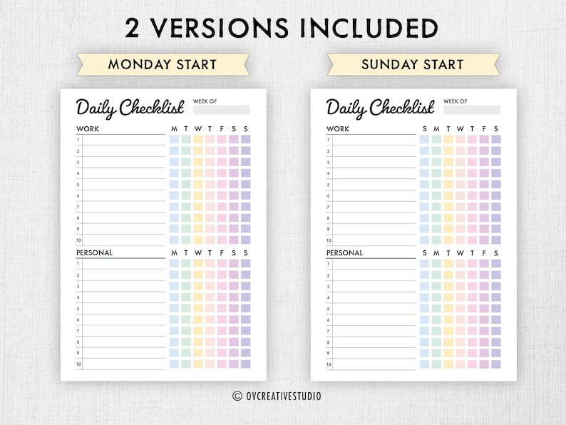 Editable Daily Checklist | Printable Weekly to Do List | Daily ...