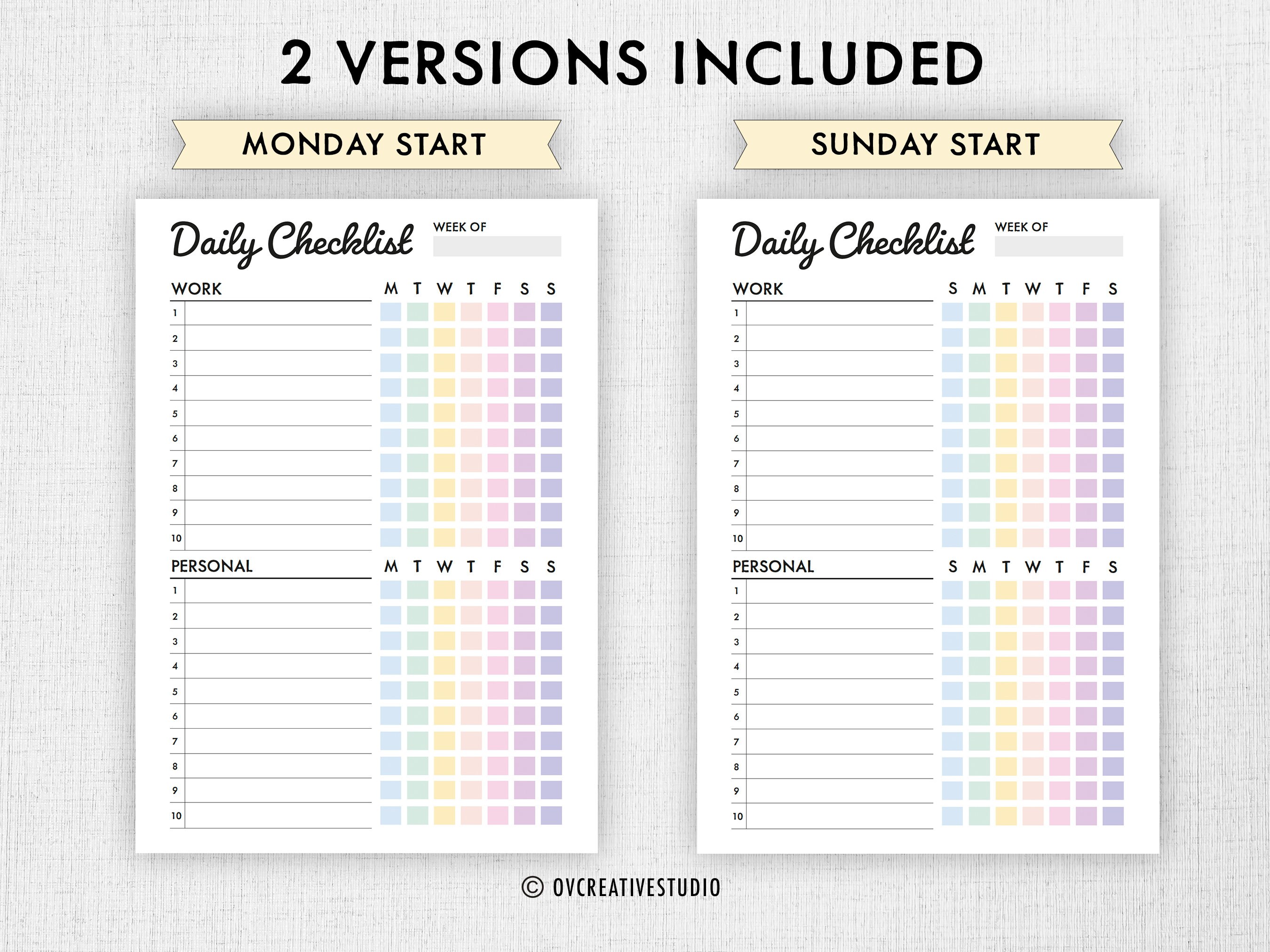 Editable Daily Checklist Printable Weekly to Do List Daily - Etsy Canada