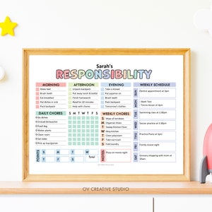 Editable Responsibility Chore Chart for Kids | Printable | Kids Daily ...
