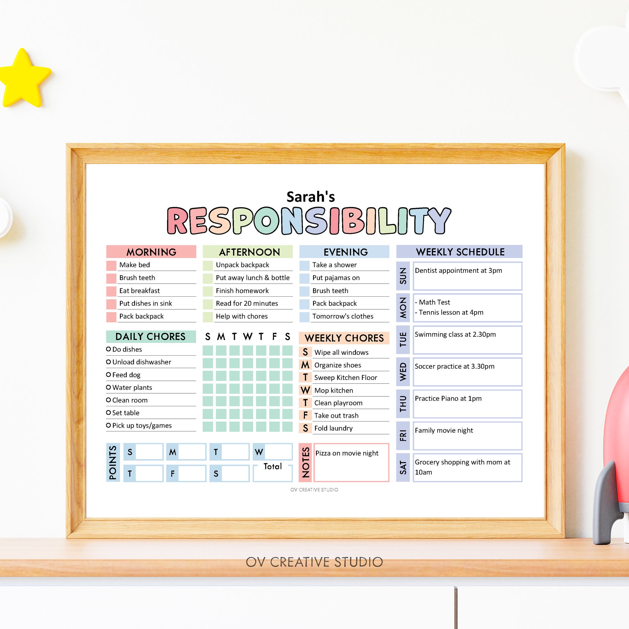 Editable Responsibility Chore Chart for Kids | Printable | Kids Daily ...