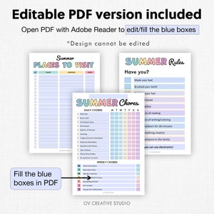 Editable Summer Planner for Kids 2024 Kids Summer Schedule, Chores ...