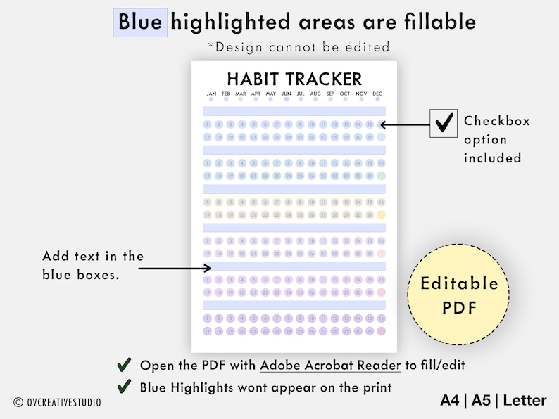 Editable Weekly Habit Tracker | Printable Daily Monthly Habit Tracker ...