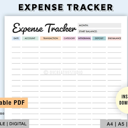 Editable Spending Tracker Expense Tracker Printable - Etsy