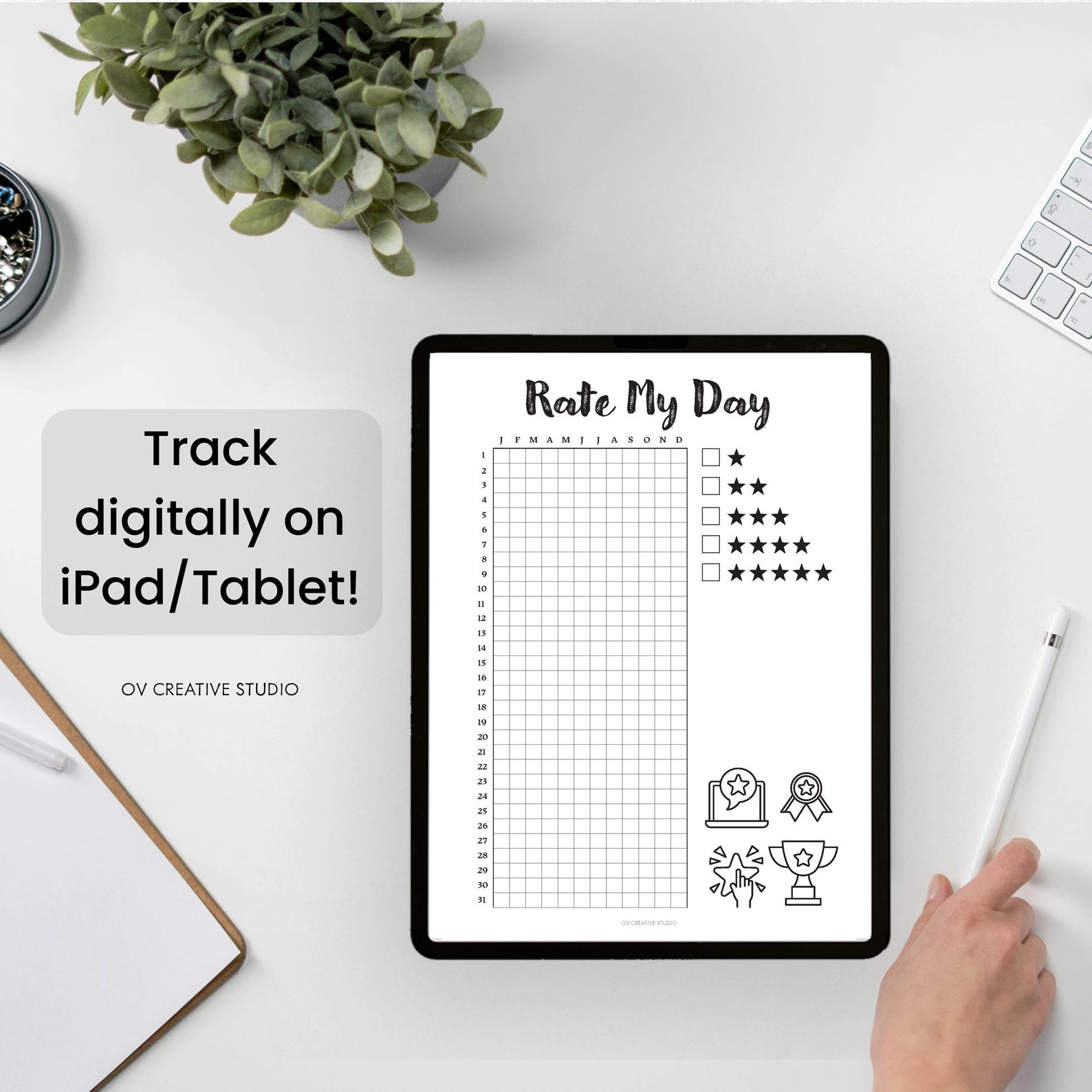 Rate My Day Bullet Journal Page | Printable | Yearly Pixel Tracker | A4 ...