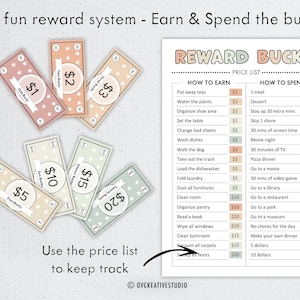Editable Kids Reward Bucks | Printable | Mom Bucks, PDF Reward System ...