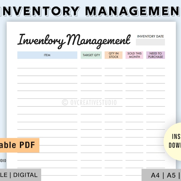 Editable Inventory Sheet - Etsy