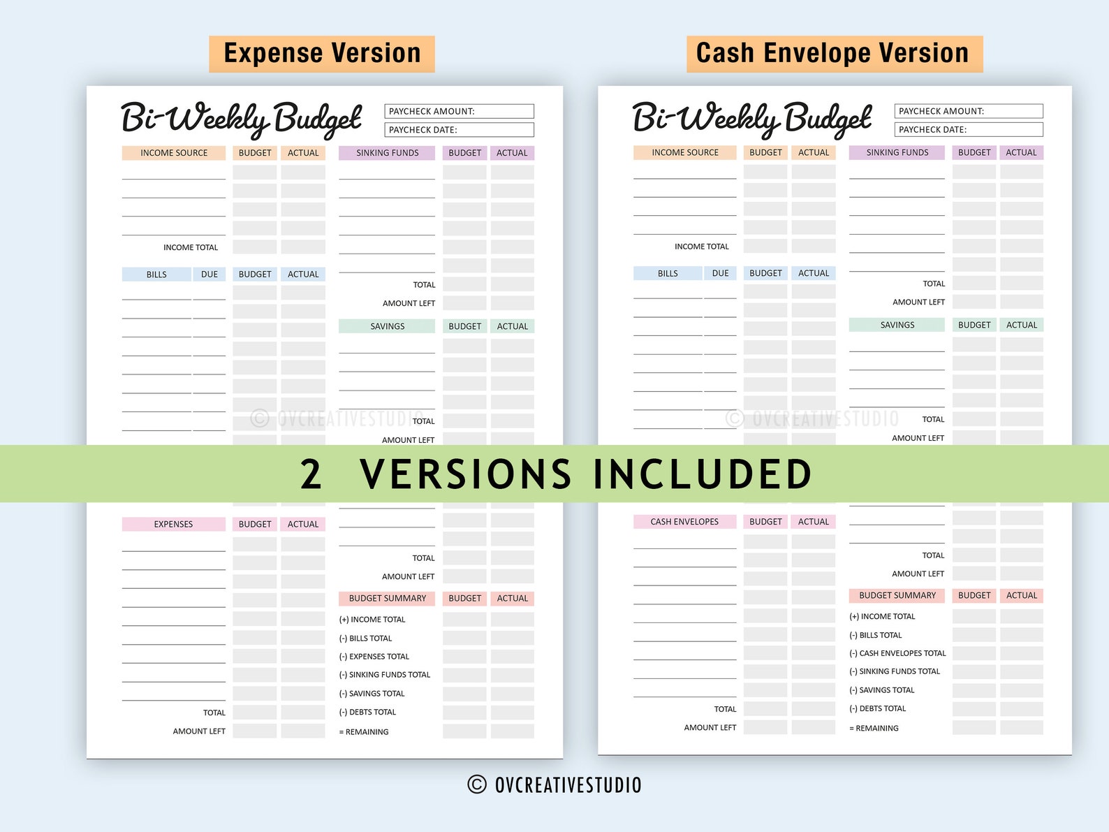 Editable Bi-weekly Budget Planner | Printable, Digital | Personal ...