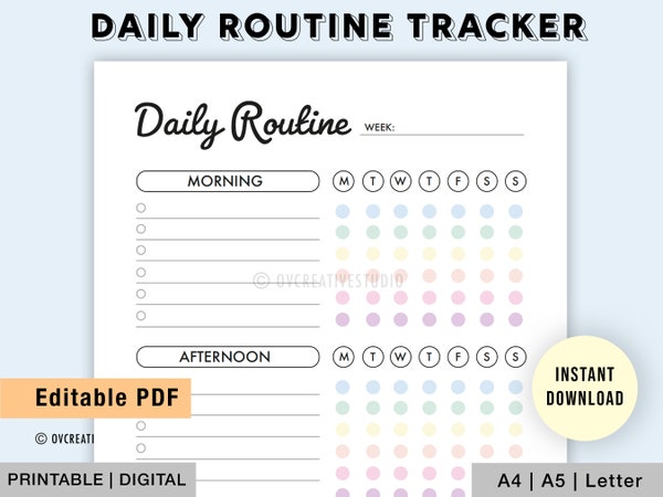 Weekly Habit Tracker Printable Habit Tracker Chart Daily Habit Tracker ...