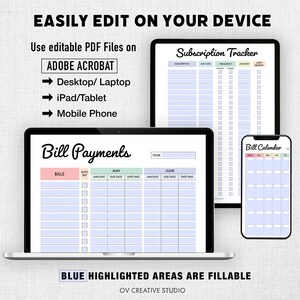 Editable Bill Payment Tracker Bundle | Monthly Bill Tracker Printable ...