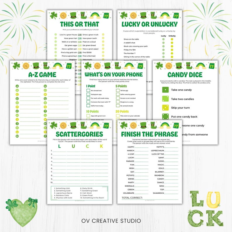 St Patrick's Day Party Games Bundle | Printable St Patricks Day ...