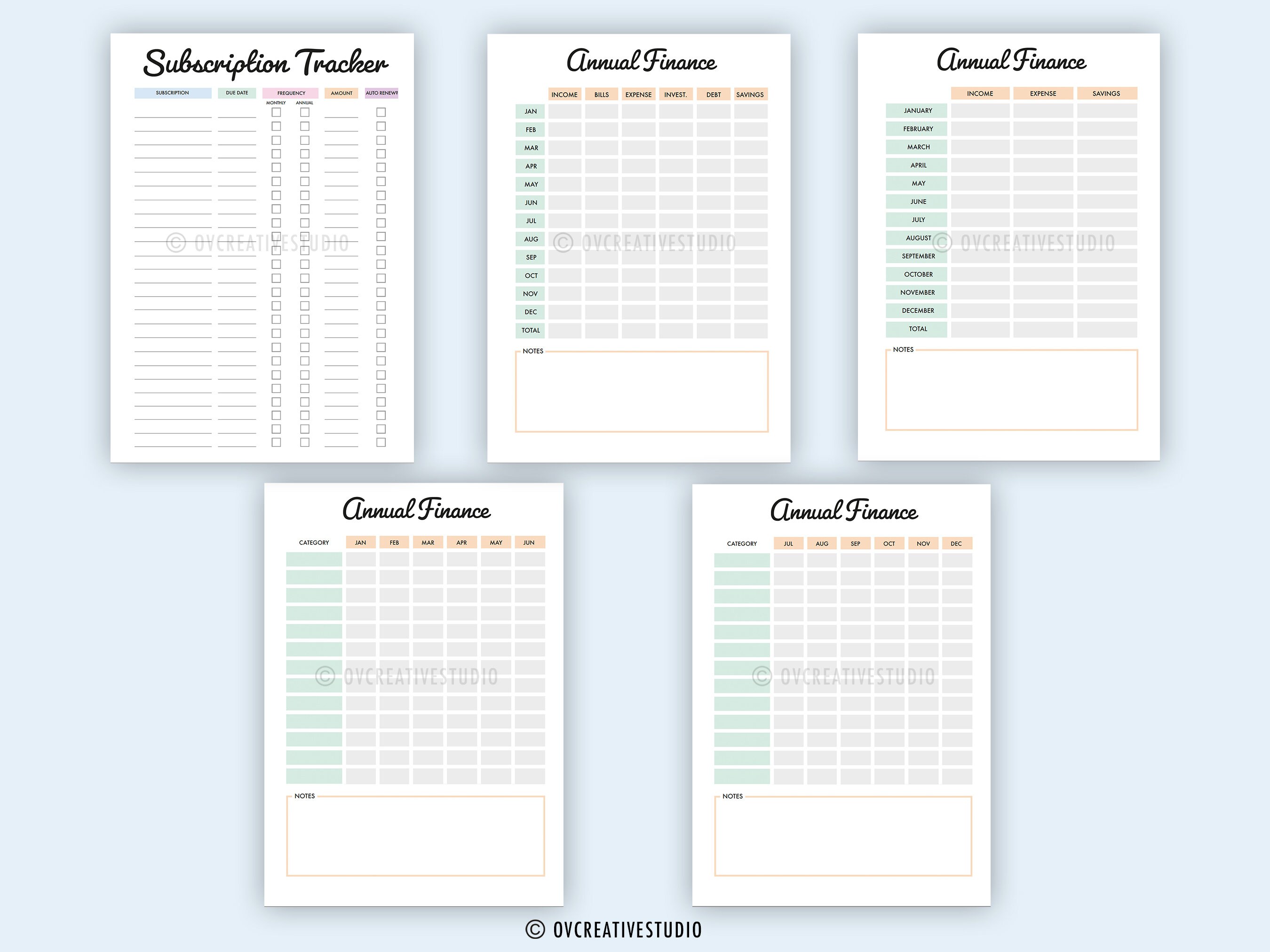 Editable Budget Tracker Set | Printable | Income, Expense Tracker, Bill ...