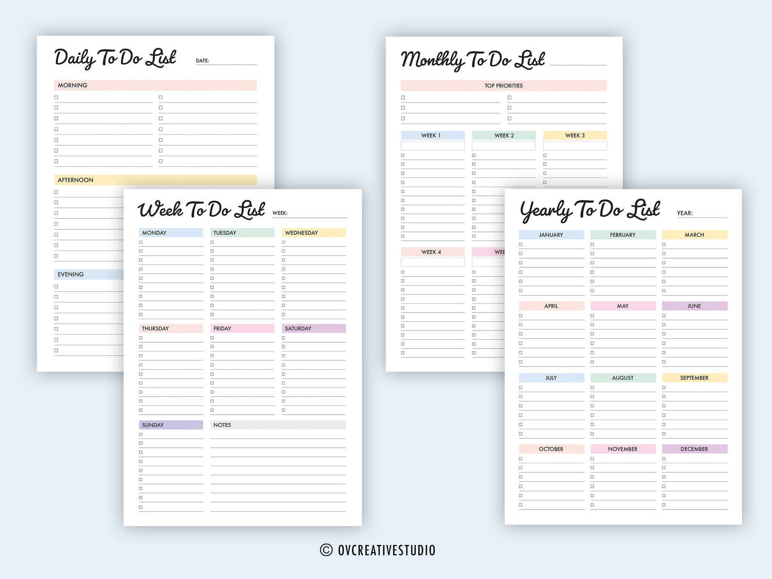 Editable to Do List Template Bundle | Daily, Weekly to Do List Planner ...