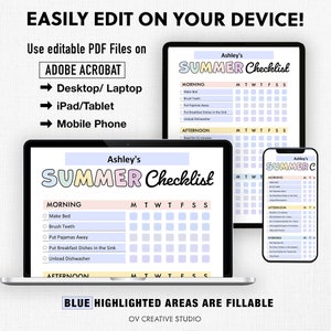 Editable Summer Checklist for Kids | Printable | Kids Responsibility ...