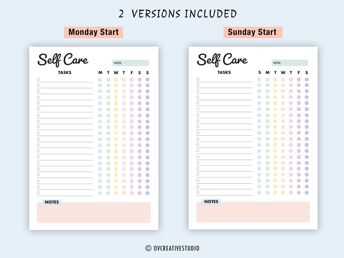 Editable Self Care Checklist | Printable, Digital PDF | Weekly Self ...