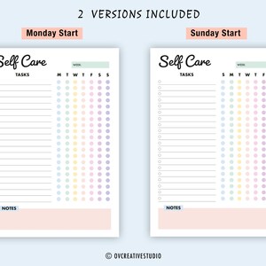 Editable Self Care Checklist | Printable, Digital PDF | Weekly Self ...