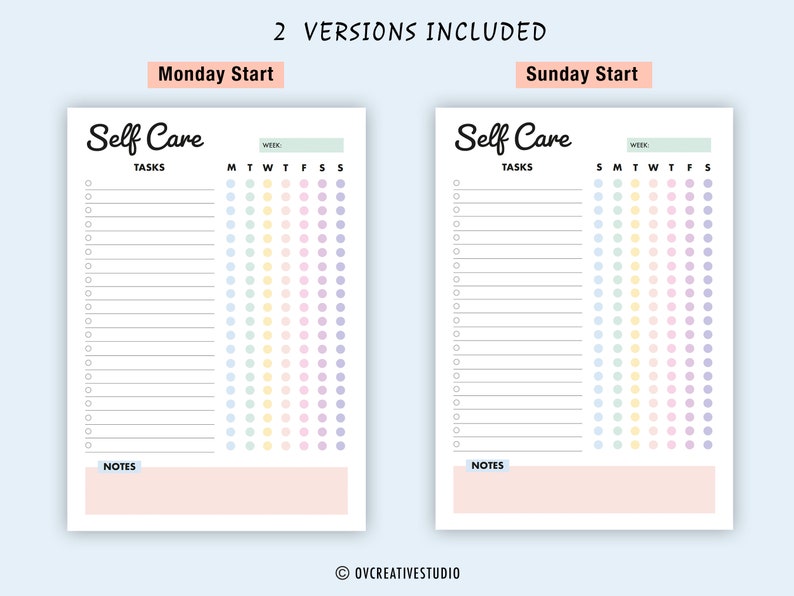 Editable Self Care Checklist Printable Digital PDF Weekly - Etsy Australia