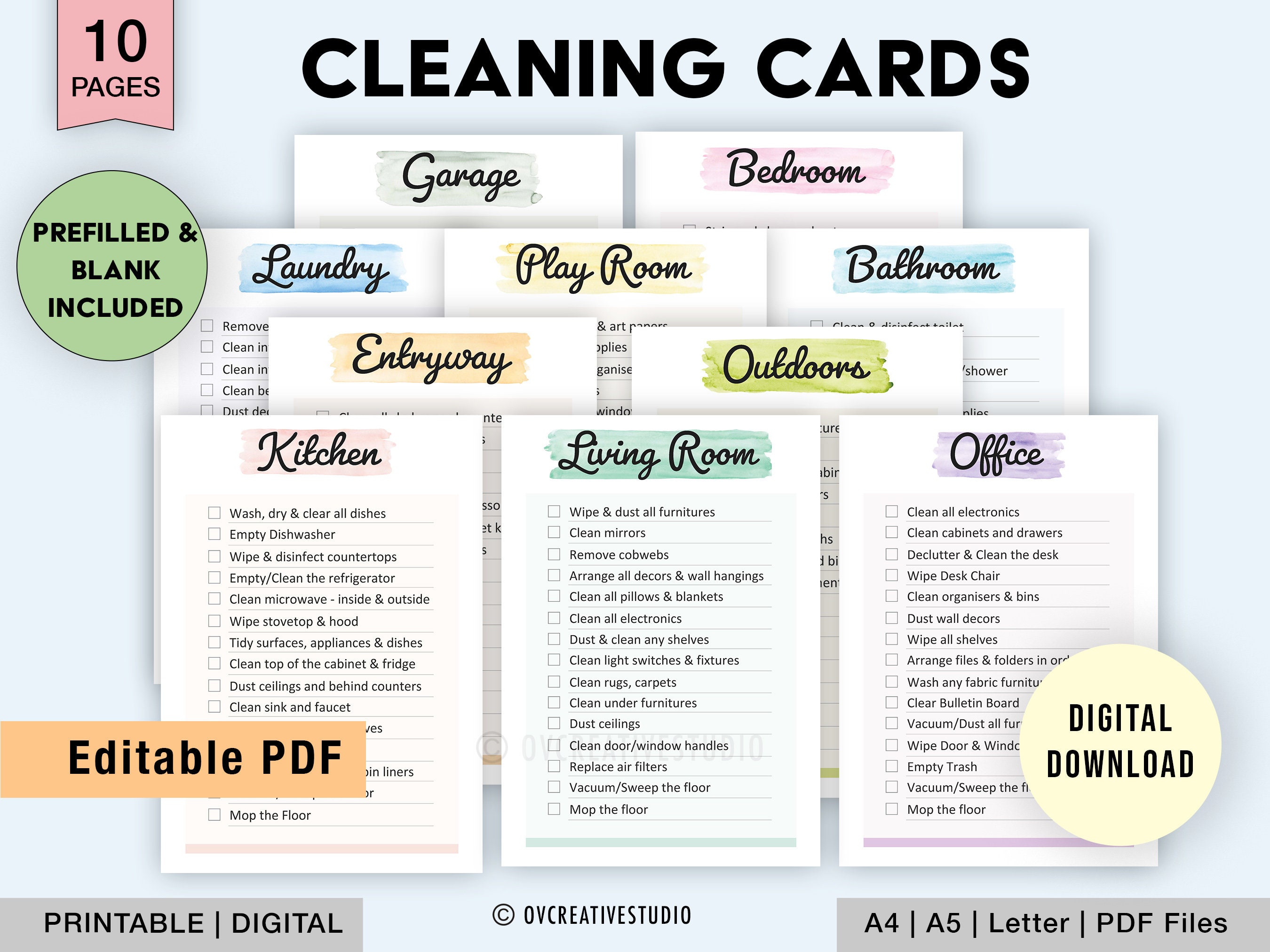 Editable Cleaning Card Room Cleaning Checklist Cleaning - Etsy