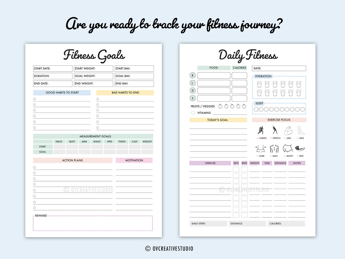 Printable Fitness Journal Printable Workout Tracker - Etsy