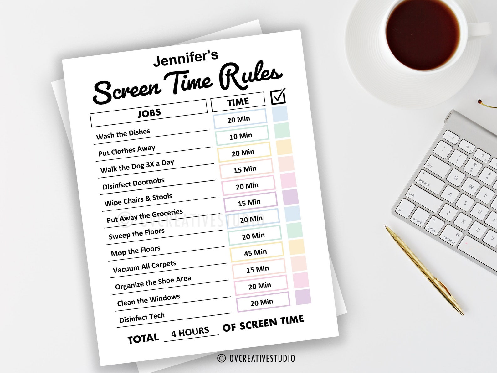 Editable Screen Time Chart Kids Printable Digital Screen - Etsy UK