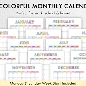 Editable Undated Monthly Calendar | Vertical | Printable Undated ...