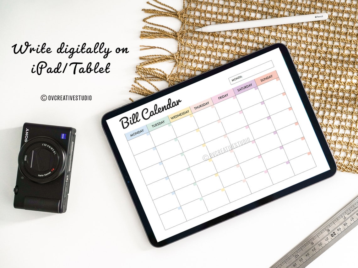 Editable Bill Calendar | Printable Monthly Bill Planner | Monthly Bill ...