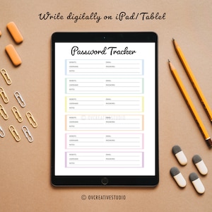 Editable Password Tracker | Printable, Digital | Password Log ...