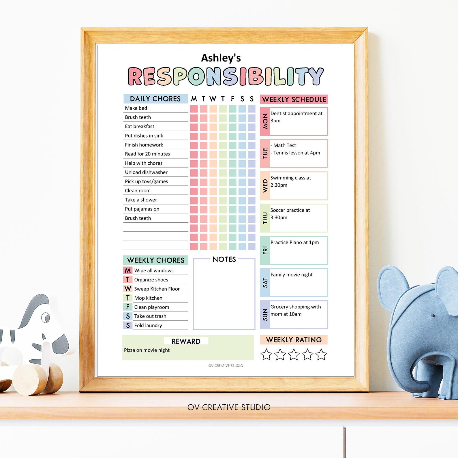 Editable Responsibility Chore Chart for Kids | Printable | Kids Daily ...