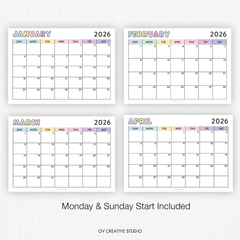 2026 Monthly Planner | Printable, Fillable, Digital | Dated Monthly ...