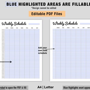 Editable Weekly Schedule Printable | Half Hour Weekly Schedule | Weekly ...