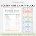 Editable Screen Time Chart, Printable Screen Reward Bucks, Reward Chart ...