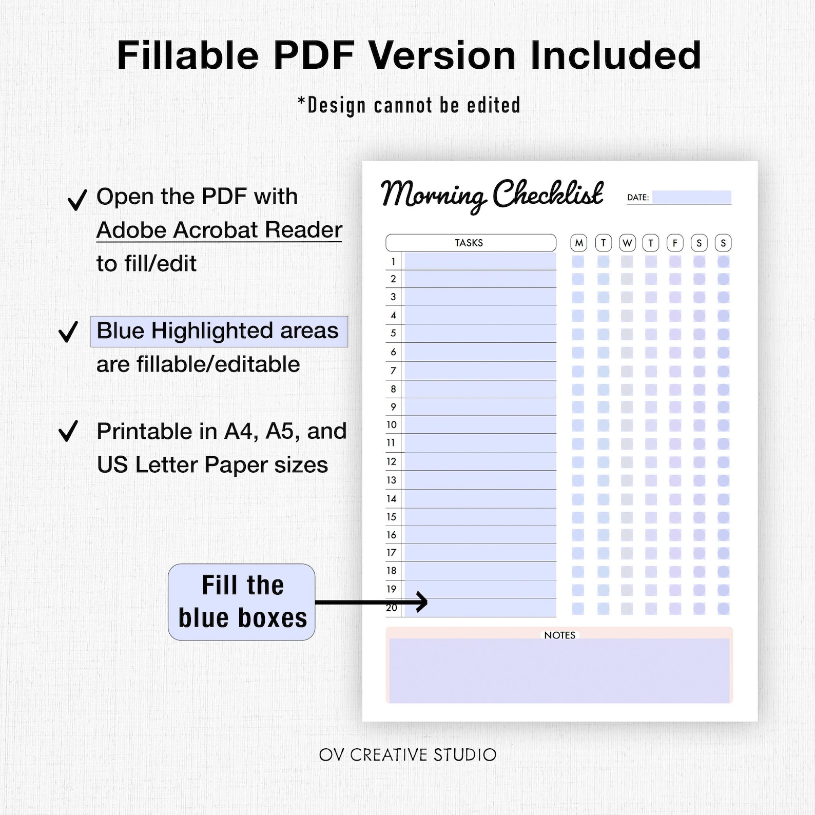 Editable Daily Checklist Printable | Morning, Afternoon, Evening ...