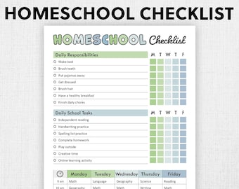 Editable Homeschool Checklist, Printable, Digital, Homeschool Planner ...