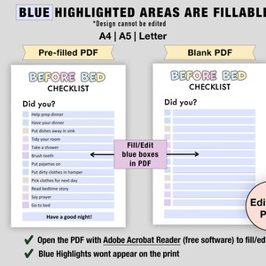 Editable Schoolday Checklist for Kids | Printable | Kids Chore Chart ...