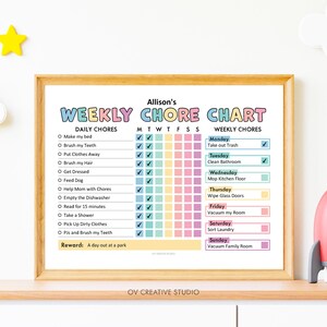 Editable Chore Chart for Kids | Printable | Kids Daily Weekly ...