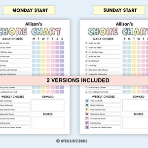 Editable Chore Chart for Kids | Printable | Kids Daily Weekly ...