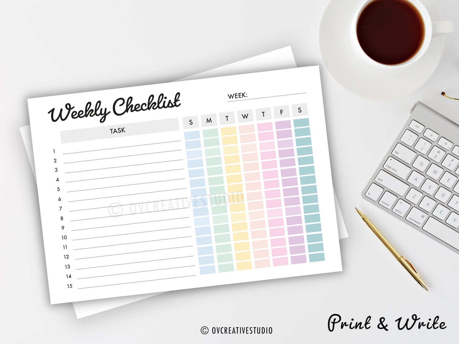 Editable Weekly Checklist Printable Weekly to Do List - Etsy