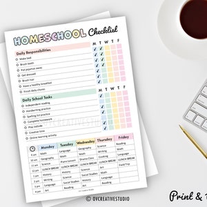 Editable Homeschool Checklist | Printable, Digital | Homeschool Planner ...