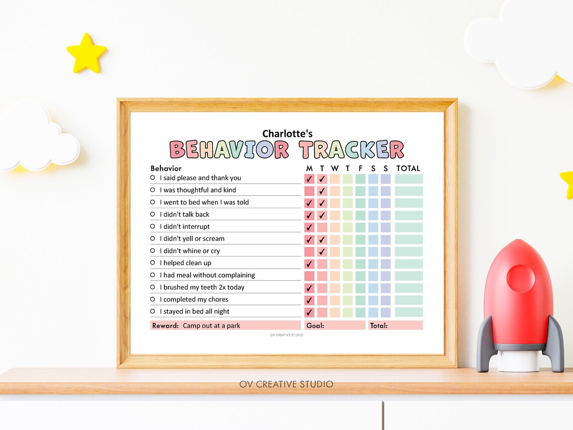 Behavior Reward Chart for Kids | Printable, Editable, Digital PDF ...