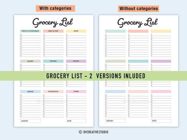 Editable Weekly Meal Planner Grocery List Printable - Etsy