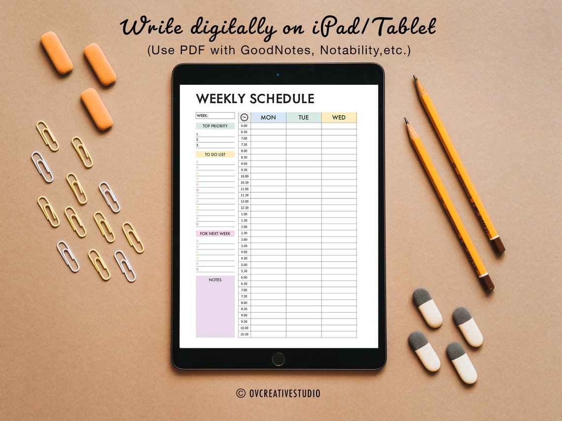 Editable Weekly Schedule | Half Hour Weekly Schedule | Weekly Planner ...